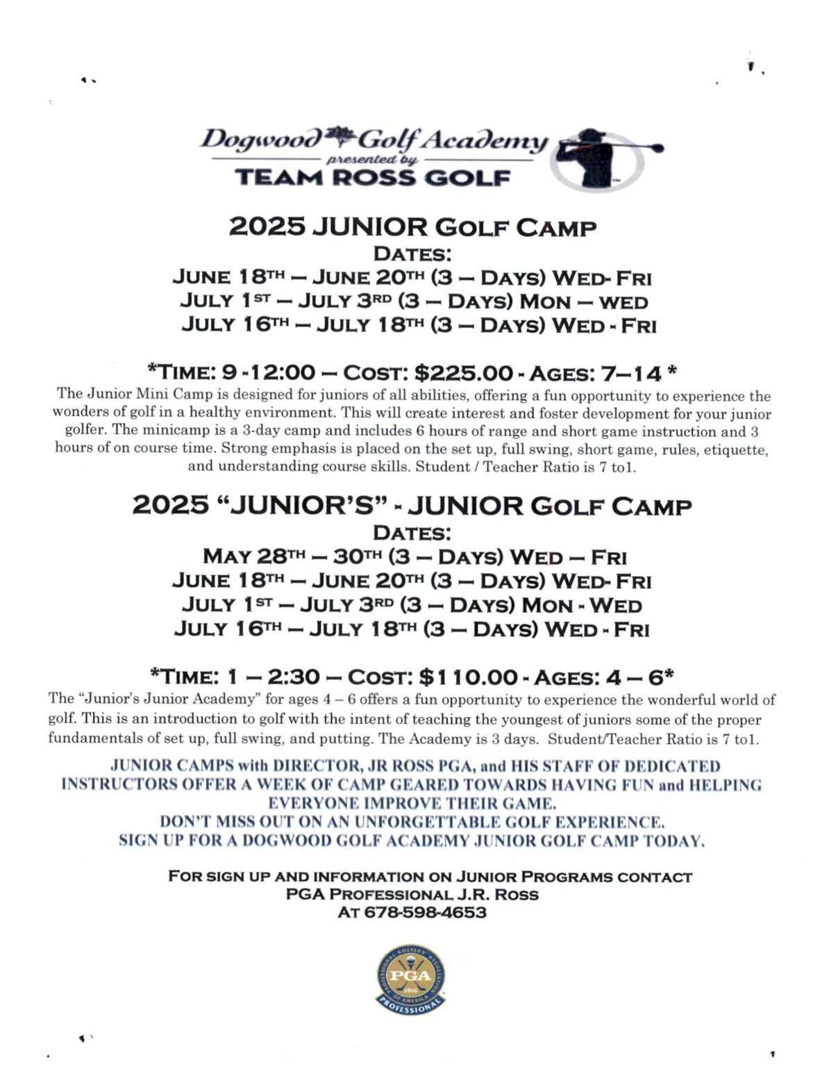 Junior Golf Programs – Dogwood Golf Club LLC